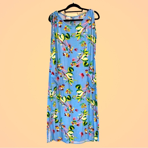 Disney | Dresses | Vintage Disney 99s Hawaiian Maxi Large Blue Mickey ...